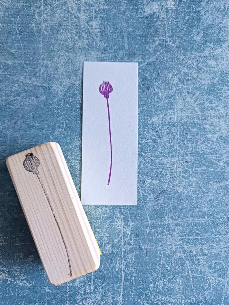 Wild Poppy Rubber Stamp for Traveler Journal, Flower Stamp for ...
