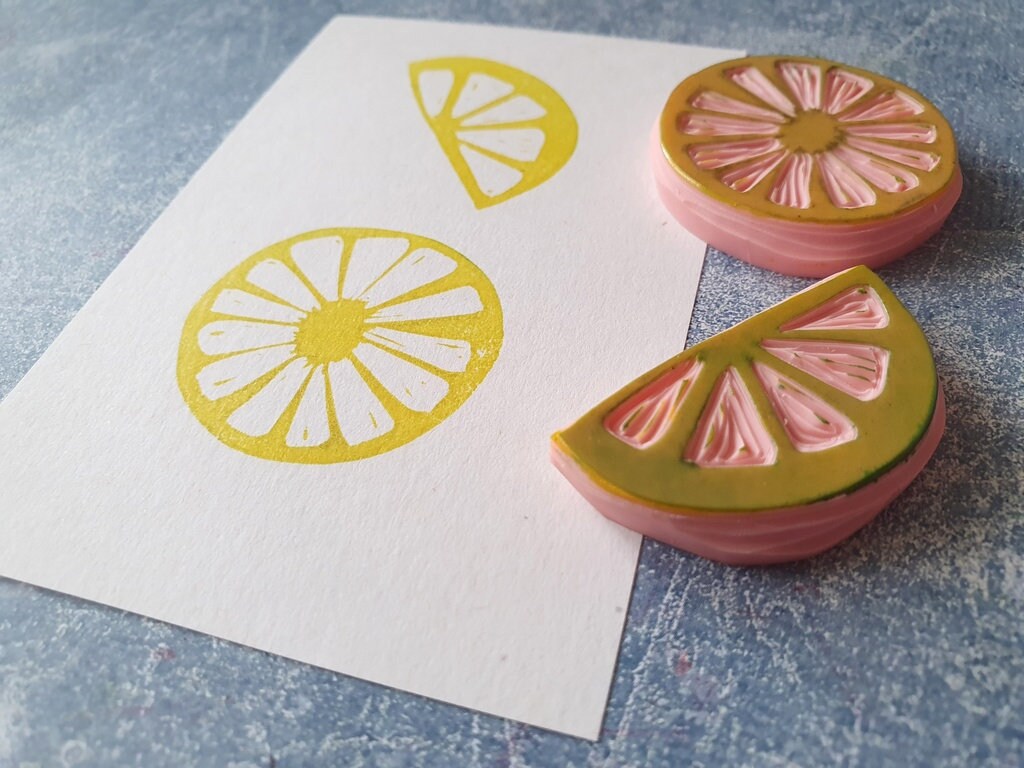 Fresh Lemon Slice Rubber Stamp Set, Lime Stamp, Gift for Summer Fruit ...