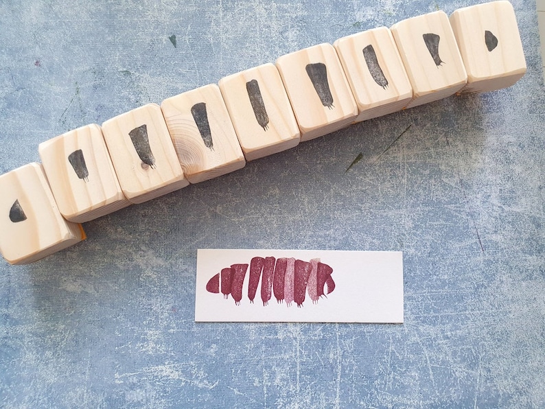 Caterpillar Rubber Stamp Set of 9 Stamps to Print Own | Etsy