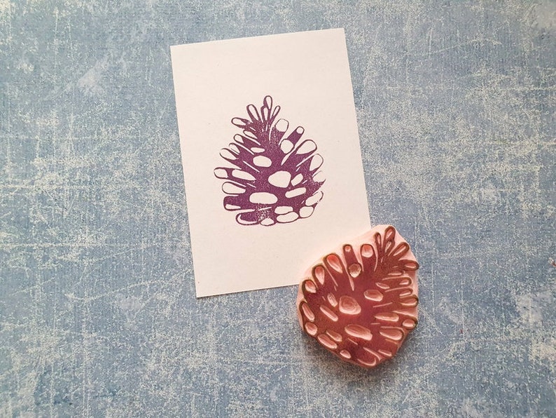 Oak Cone Rubber Stamp for Daily Journal, Autumn Scrapbooking Stamp ...