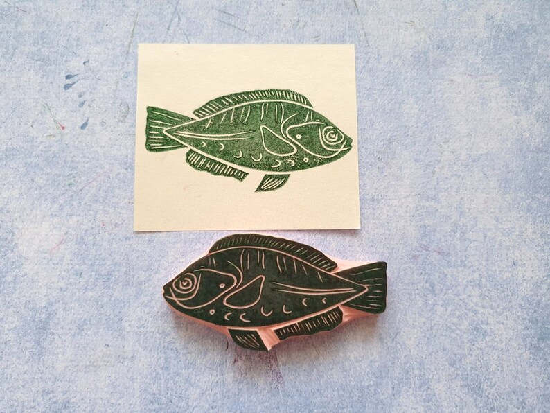 Fish Rubber Stamp for Cardmakers, Father's Day Stationery, Ocean Life ...