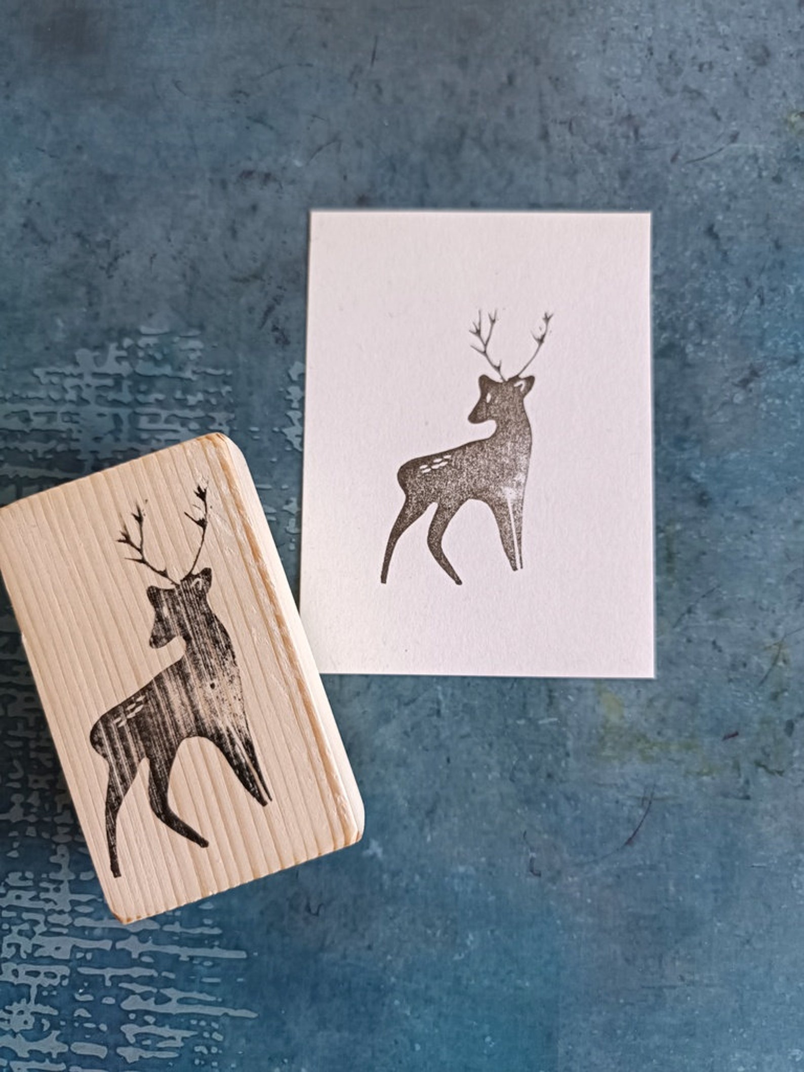 Deer Rubber Stamp for Winter Scrapbook, Wild Animal Stamp for Christmas ...
