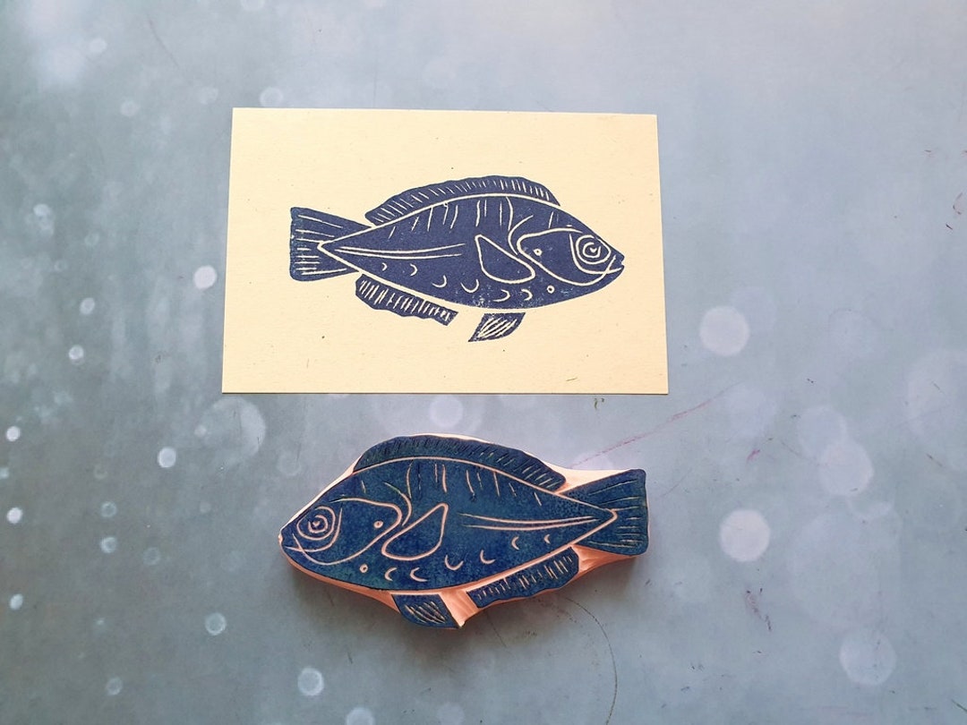 Fish Rubber Stamp for Cardmakers Father's Day Stationery - Etsy