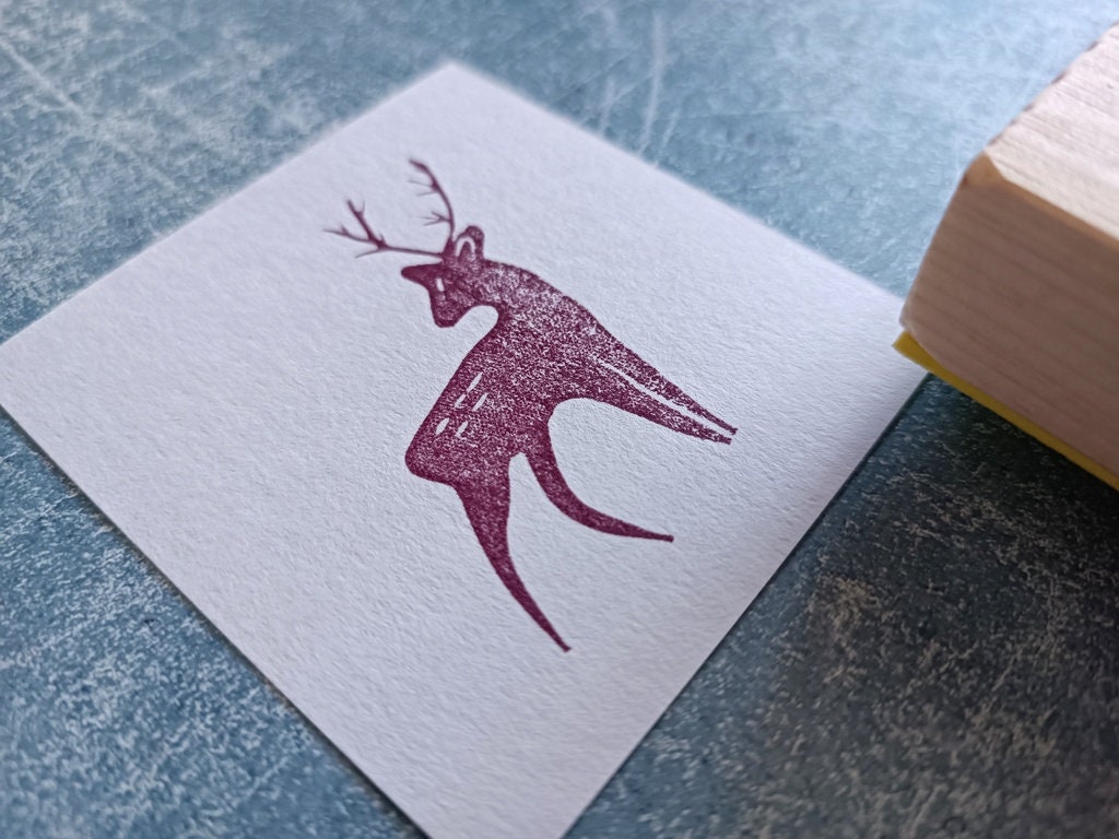 Deer Rubber Stamp for Winter Scrapbook, Wild Animal Stamp for Christmas ...