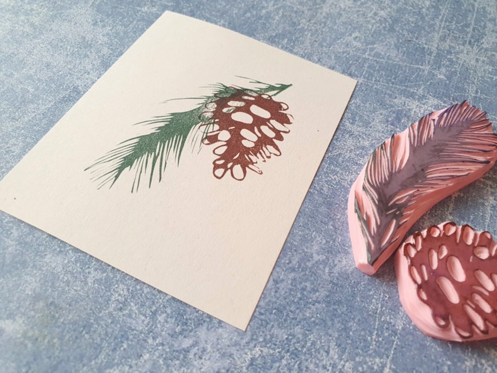 Pine Branch With Cone Stamp Set, Christmas Tree Stamp for Best Wishes ...