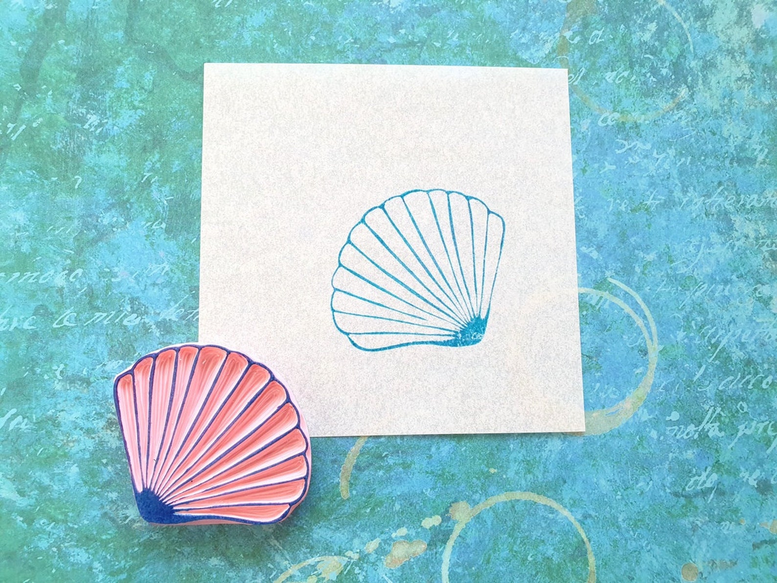 Seashell Rubber Stamp for Scrapbooking Hand Carved Bullet - Etsy