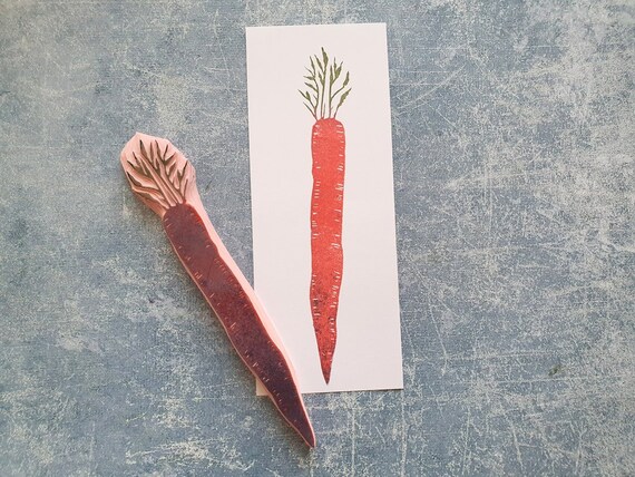 Carrot Rubber Stamp for Printing on Fabric Bags Garden - Etsy