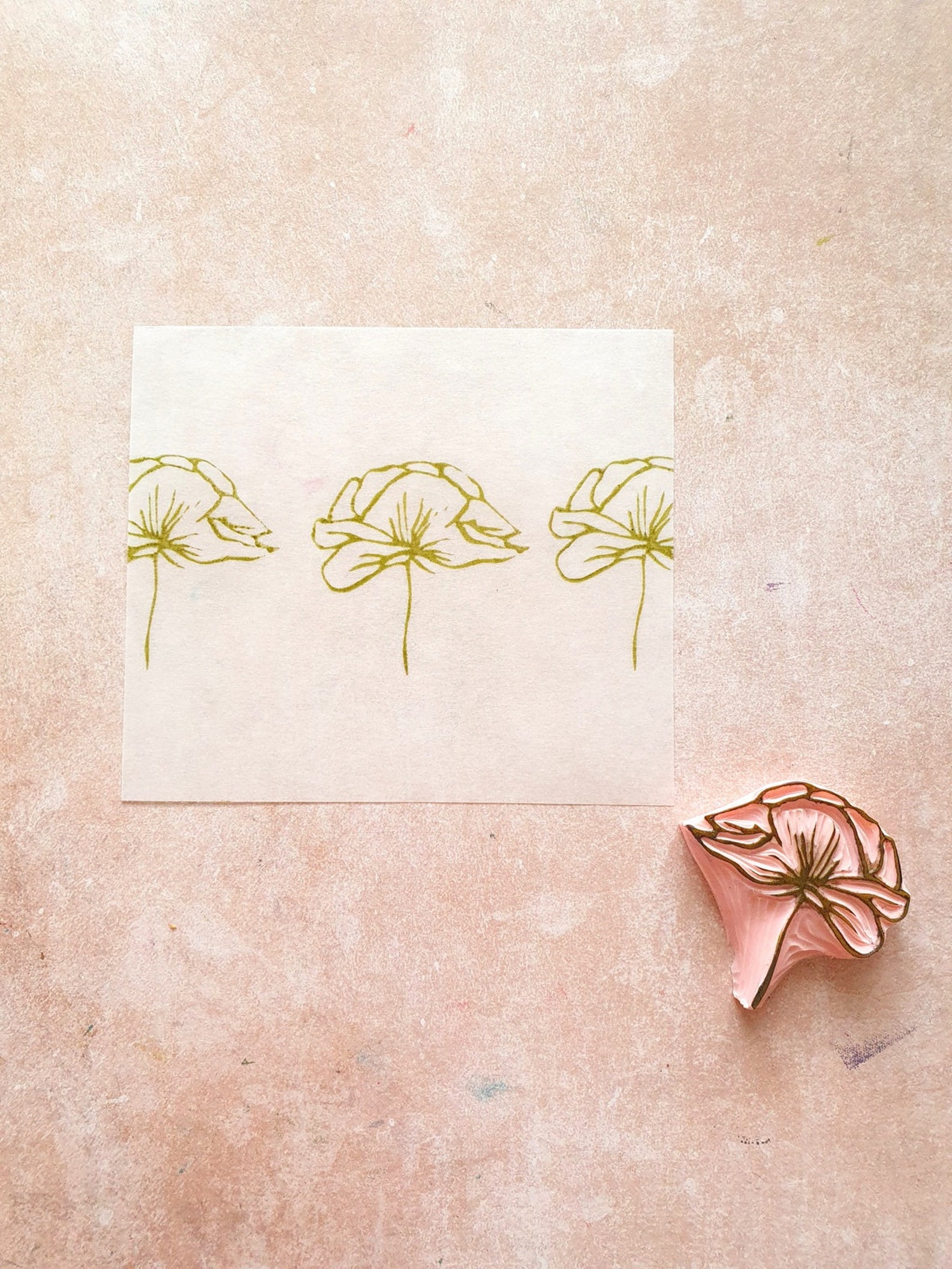 Peony Rubber Stamp for Cardmaking, Blossom Flower Stamp for ...
