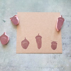 Acorn Rubber Stamp Set of 3, Fall Stamp Set for Cardmaking, Autumn ...