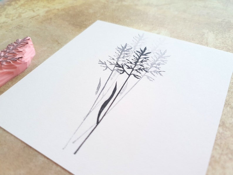 Pampas grass stamp for bullet journal minimal twig decor | Etsy