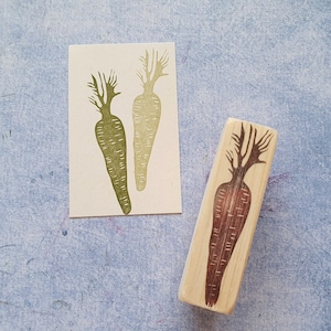 Carrot Rubber Stamp for Printing on Fabric Bags, Garden Vegetable Stamp ...