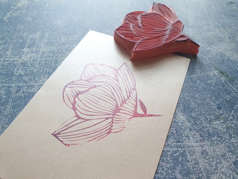 Magnolia Rubber Stamp Garden Flower Ephemera Cardmaking | Etsy