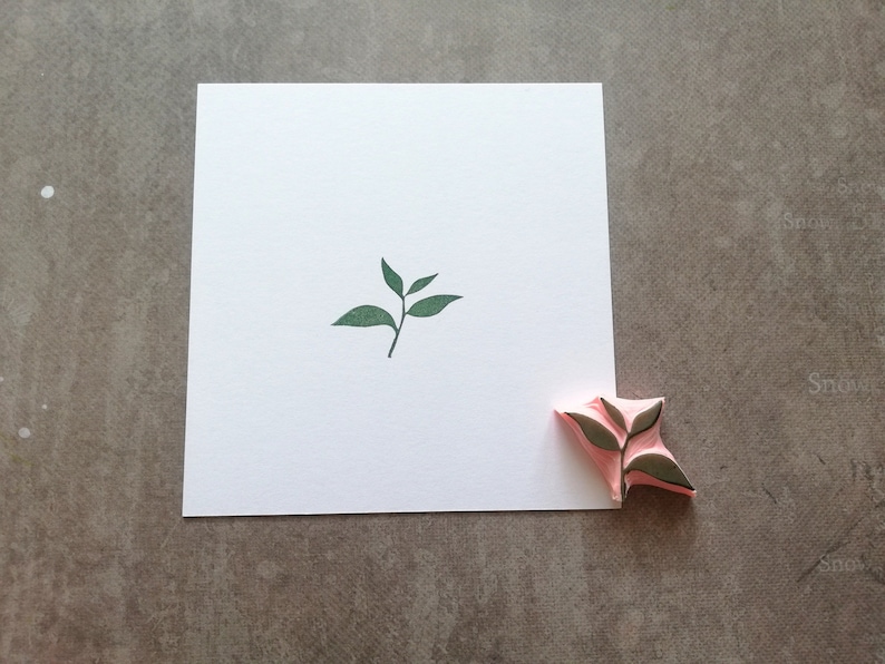 Green tea leaf rubber stamp herbal leave stamp bullet | Etsy