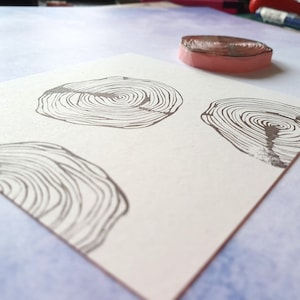 Tree Ring Rubber Stamp for Scrapbooking, Woodgrain Stamp for Bullet ...