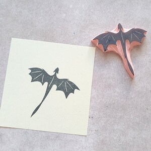 Dragon rubber stamp for junk journal flying dragon for | Etsy