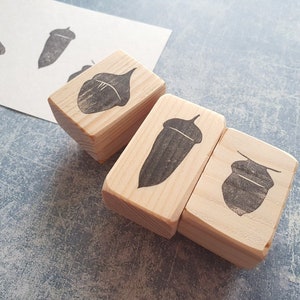 Acorn Rubber Stamp Set of 3, Fall Stamp Set for Cardmaking, Autumn ...