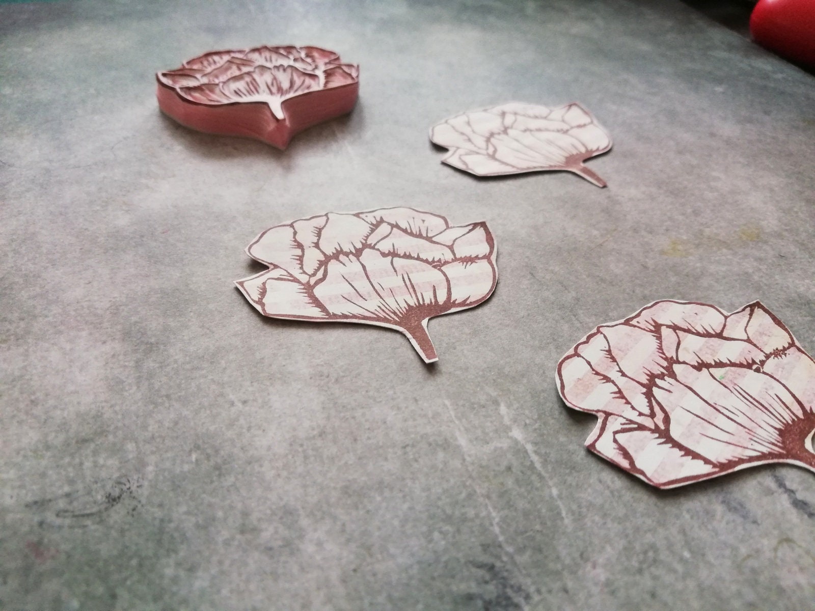 Peony Rubber Stamp for Art Journaling, Rose Petals Stamp, Botanical ...