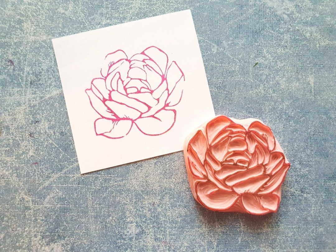 Peony Rubber Stamp for Cardmaking, Blossom Flower Stamp for Copic ...