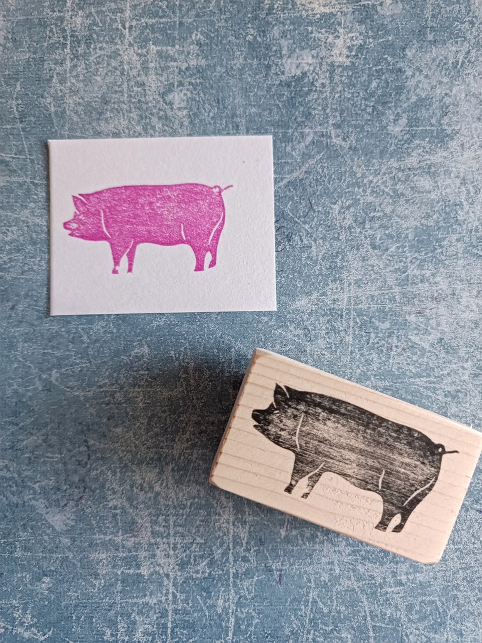 Pig Rubber Stamp for Cardmaking, Farm Animal Stamp for Printing on ...