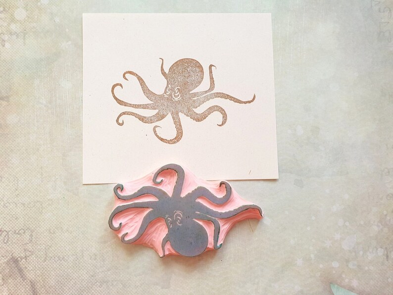 Octopus rubber stamp for scrapbooking Ocean animal stamp for | Etsy