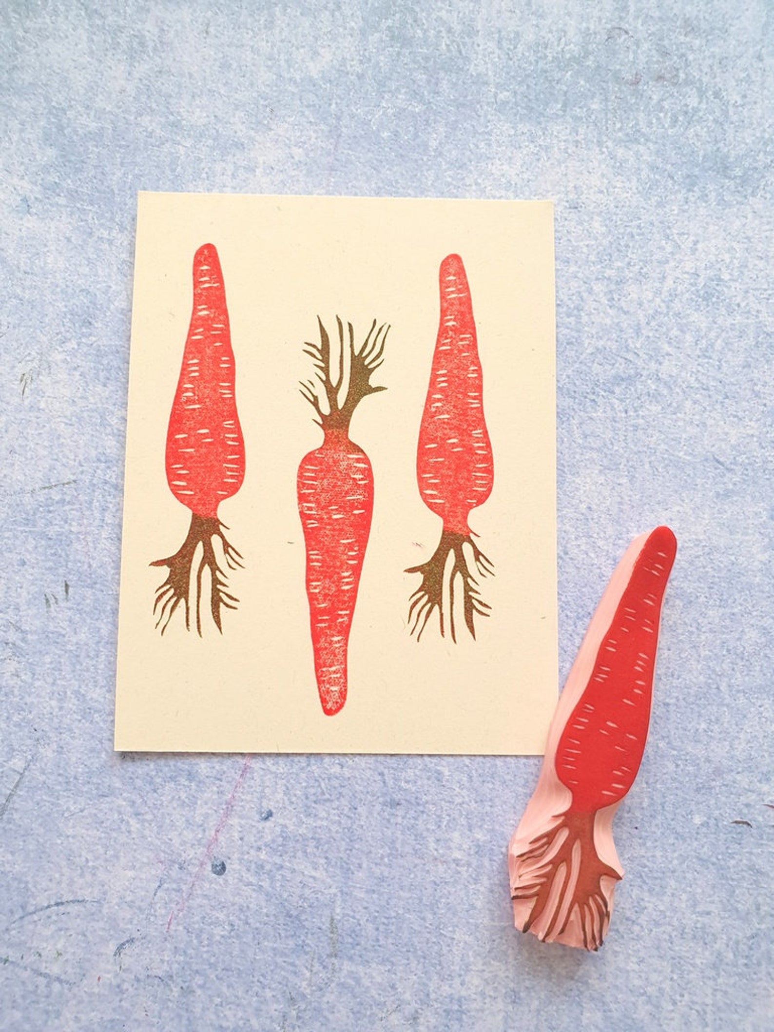 Carrot Rubber Stamp for Printing on Fabric Bags Garden | Etsy