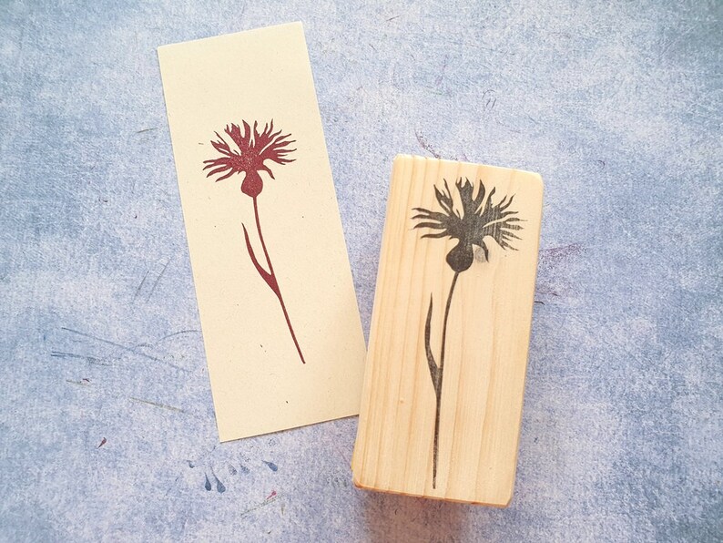 Cornflower Rubber Stamp for Cardmaking, Blue Flower Stamp for ...
