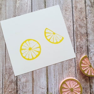 Fresh lemon slice rubber stamp set lime stamp gift for | Etsy