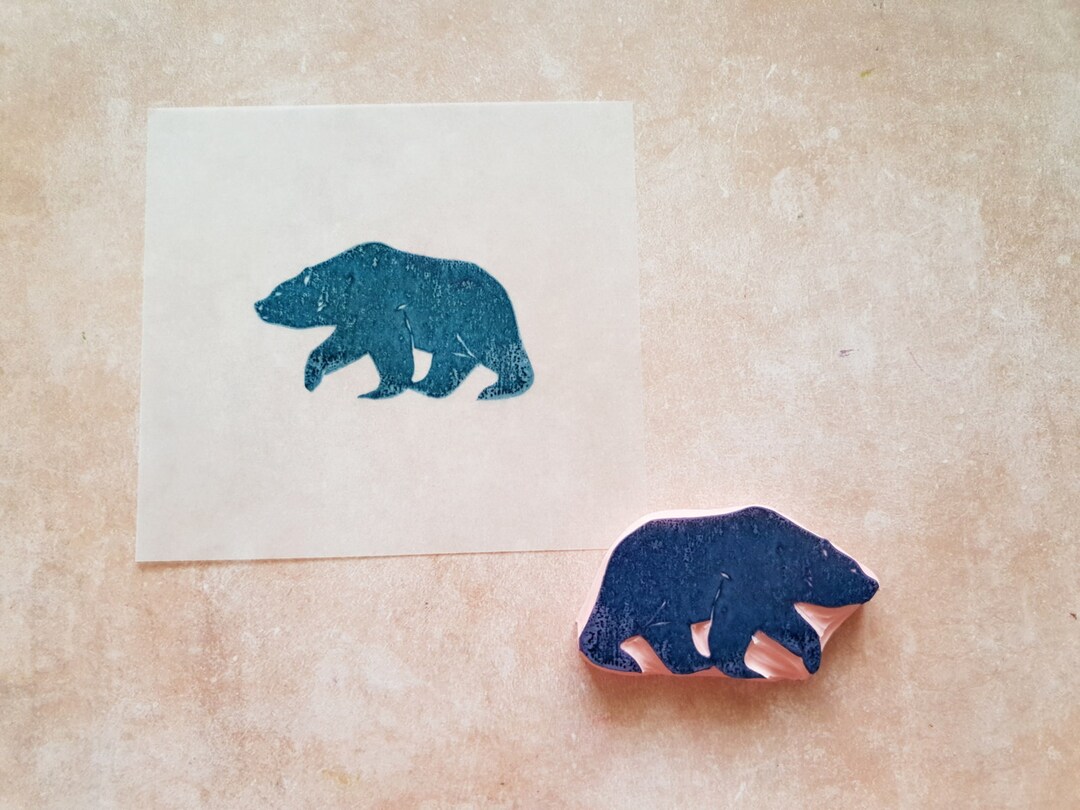 Brown Bear Rubber Stamp for Traveler's Journal, Wild Animal Stamp for ...