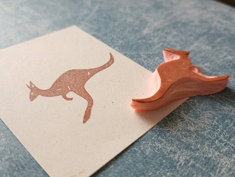 Kangaroo Rubber Stamp for Snail Mail Lovers, Jumping Kangaroo Stamp for ...