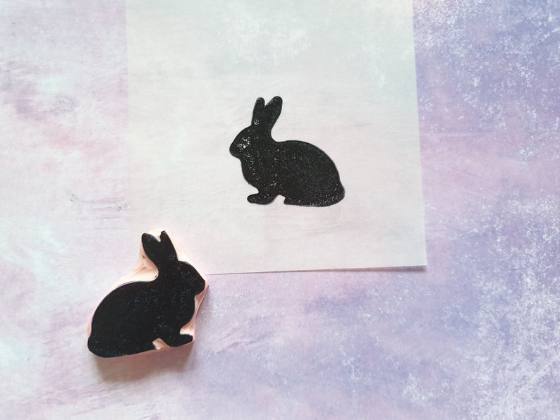 Rabbit Rubber Stamp for Easter Card Cute Bunny Stamp for - Etsy
