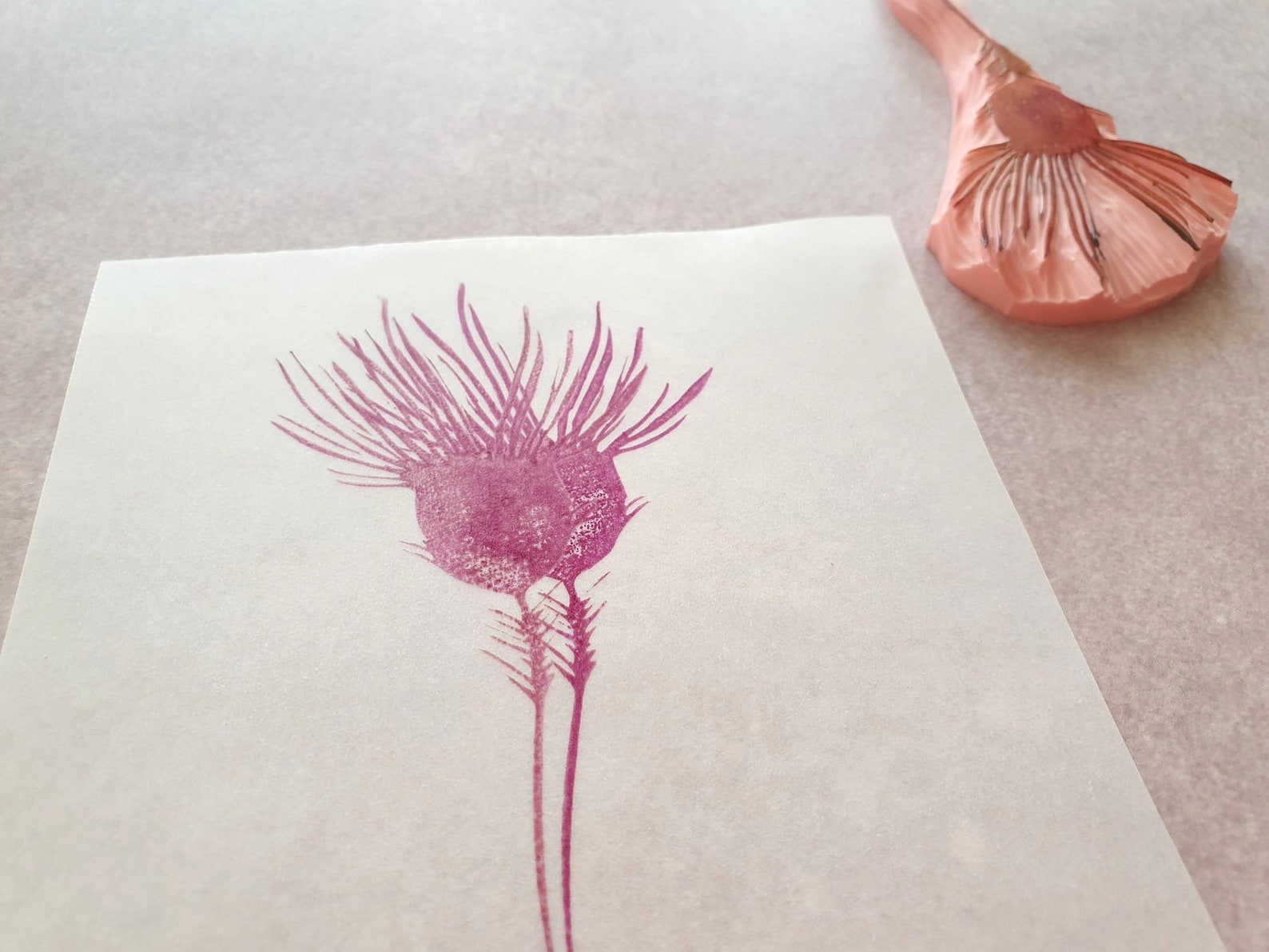 Thistle Rubber Stamp for Altered Art Journal, Wild Flower Stamp for ...