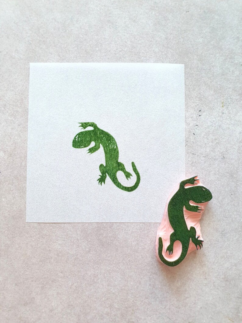 Lizard rubber stamp for boys notebook gecko animal stamp for | Etsy