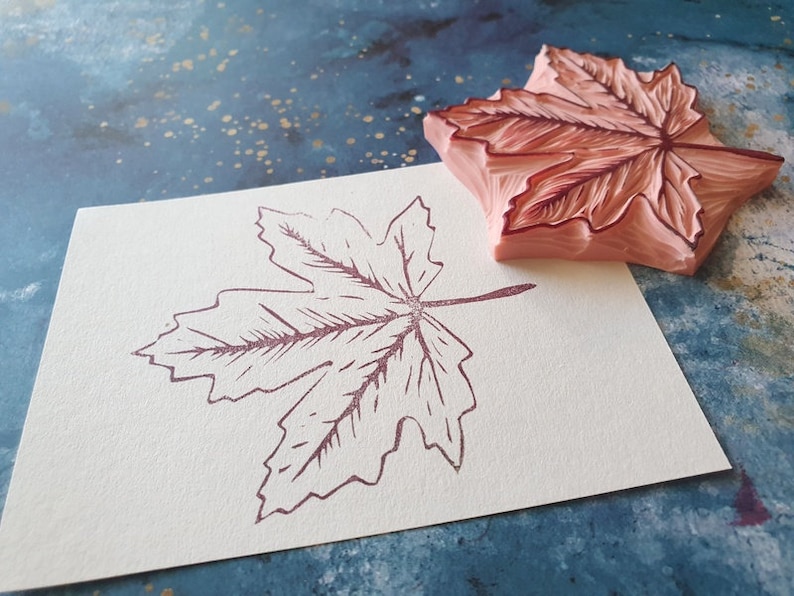 Leaf Rubber Stamp, Maple Tree Stamp, Fall Journal Insert, Traveler ...
