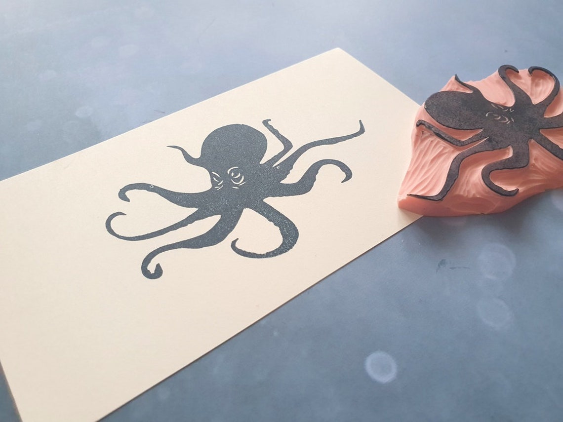 Octopus rubber stamp for scrapbooking Ocean animal stamp for | Etsy