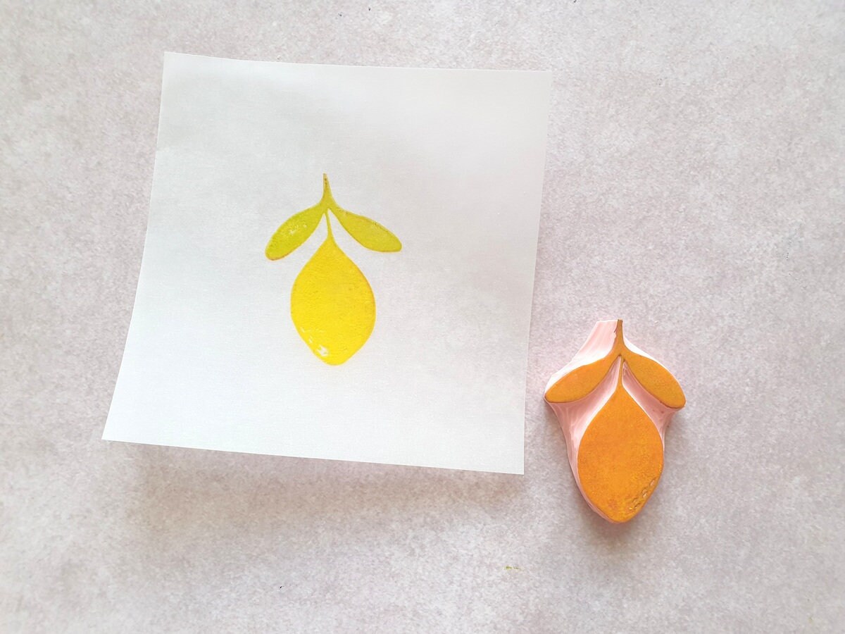 Lemon rubber stamp for bullet journal citrus stamp for fabric | Etsy