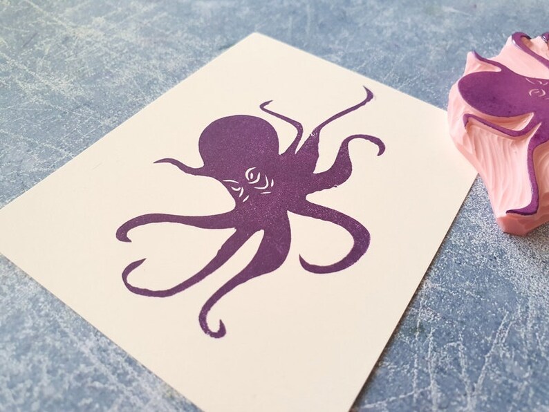 Octopus Rubber Stamp for Scrapbooking, Ocean Animal Stamp for Bullet ...