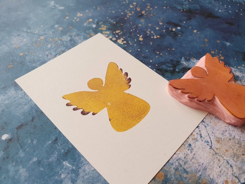Vintage Angel Rubber Stamp for Christmas Card, Handmade Holiday Decor ...