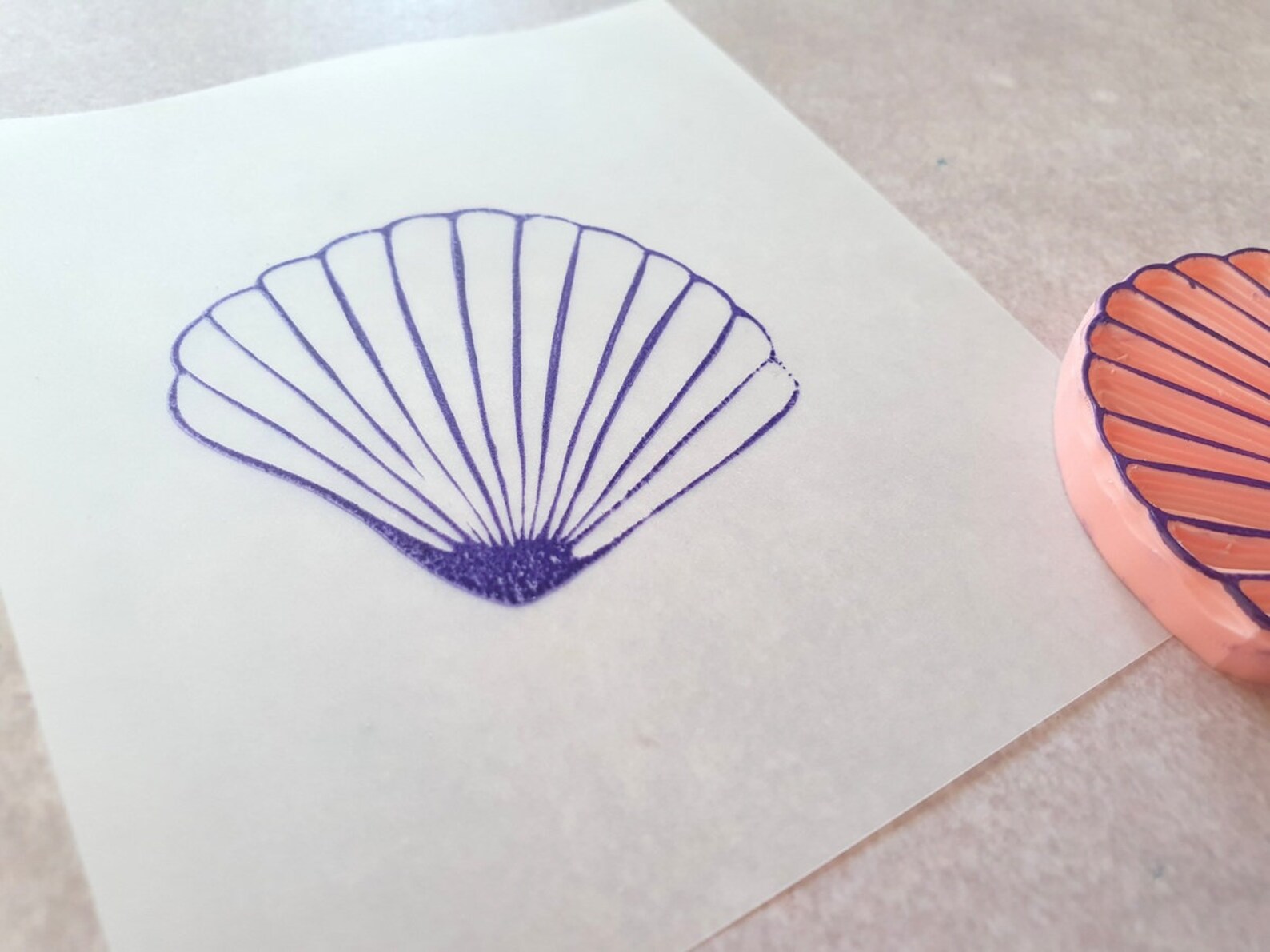 Seashell rubber stamp for scrapbooking hand carved bullet | Etsy