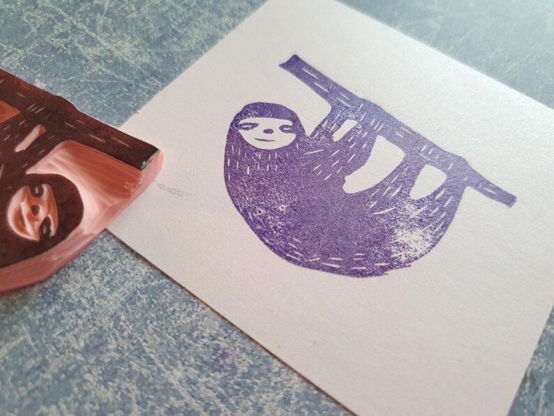Sloth Rubber Stamp Sloth Print Wild Animal Stamp Travelers - Etsy