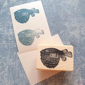 Pufferfish Rubber Stamp for Art Journaling, Fish Rubber Stamp for ...