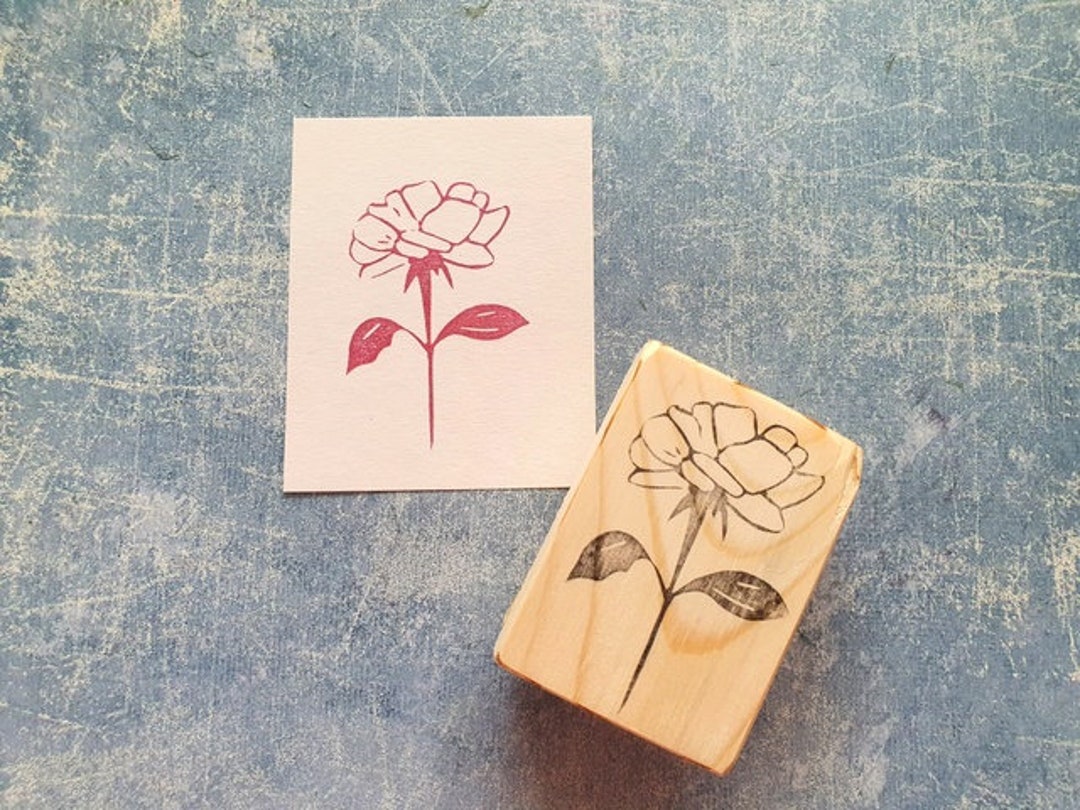 Peony Stamp for Botanical Journal, Garden Flower Stamp for Cardmaking ...