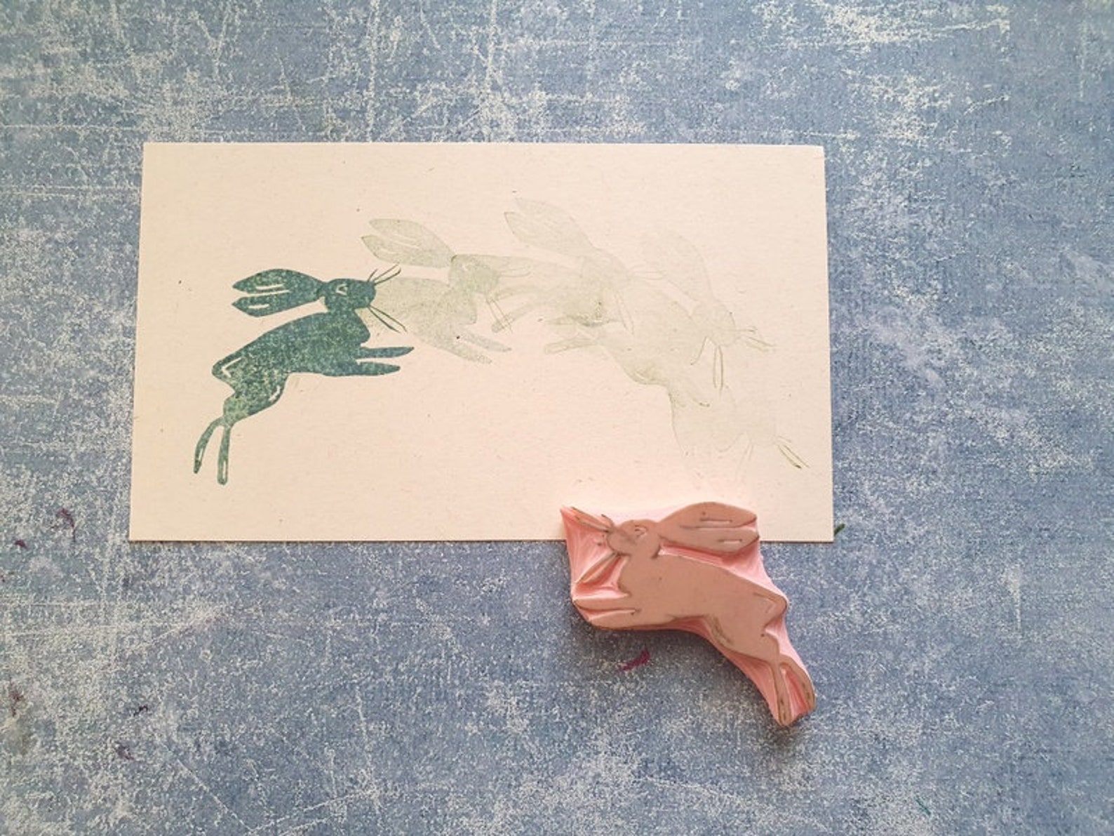 Rabbit Rubber Stamp, Hare Rubber Stamp, Animal Stamp, Easter Decor ...