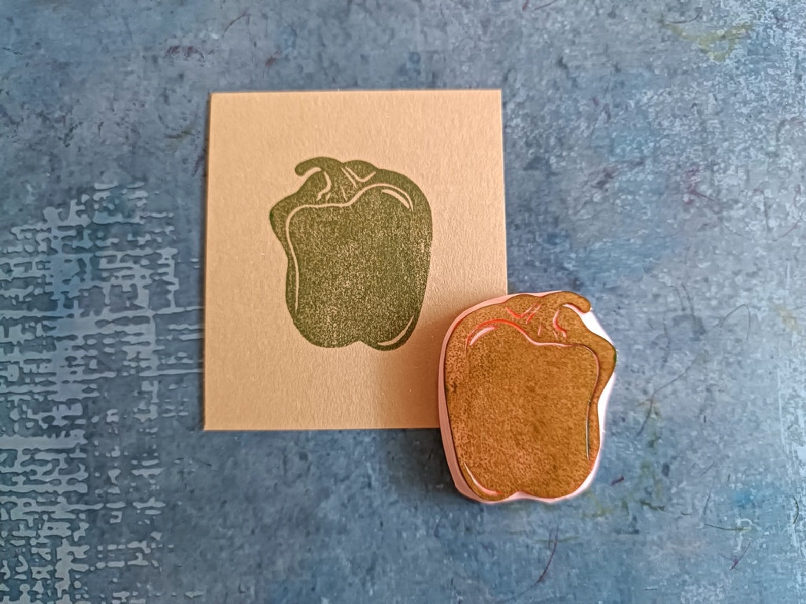 Pepper Rubber Stamp for Journal, Bell Pepper Stamp for Paper Craft ...