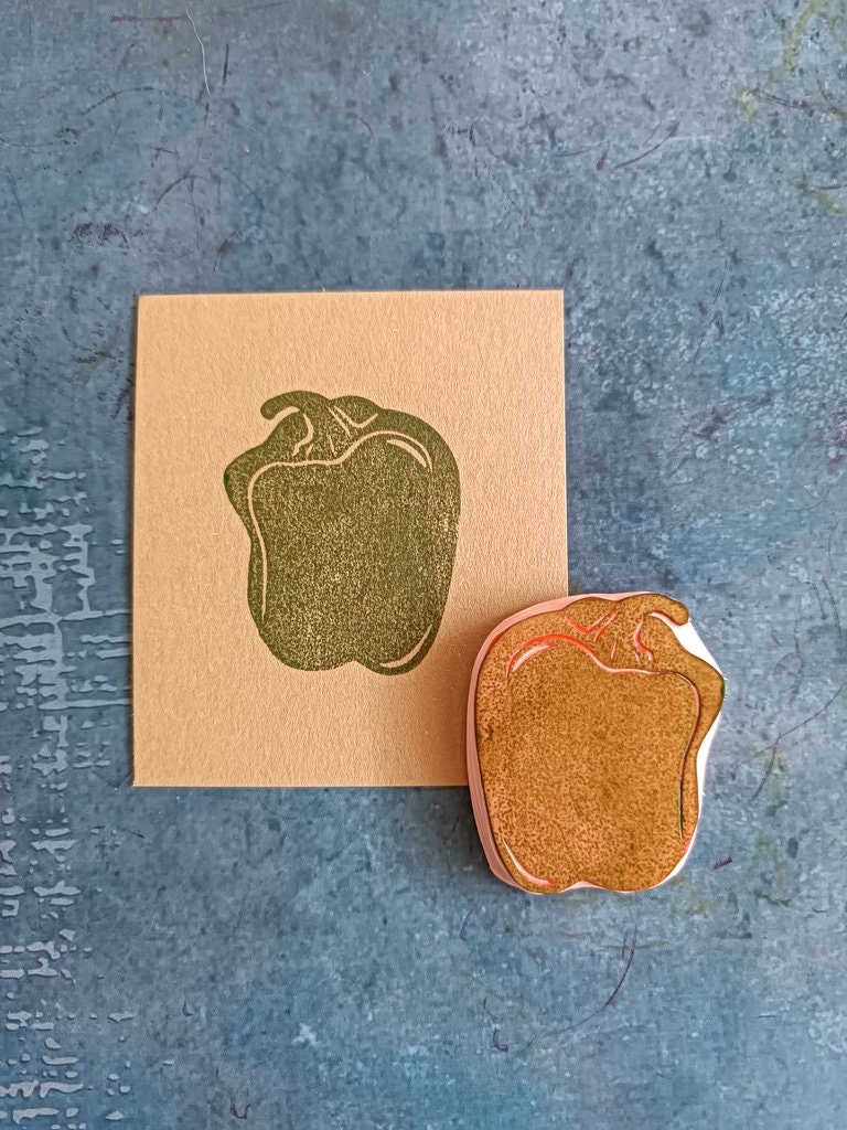Pepper Rubber Stamp for Journal, Bell Pepper Stamp for Paper Craft ...