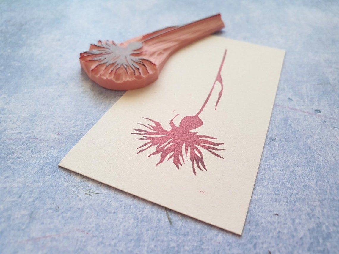 Cornflower rubber stamp for cardmaking blue flower stamp for | Etsy