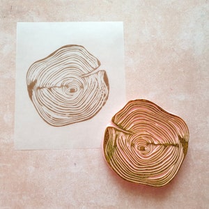 Tree Ring Rubber Stamp for Cardmaking, Wood Plate Stamp for Mixed Media ...
