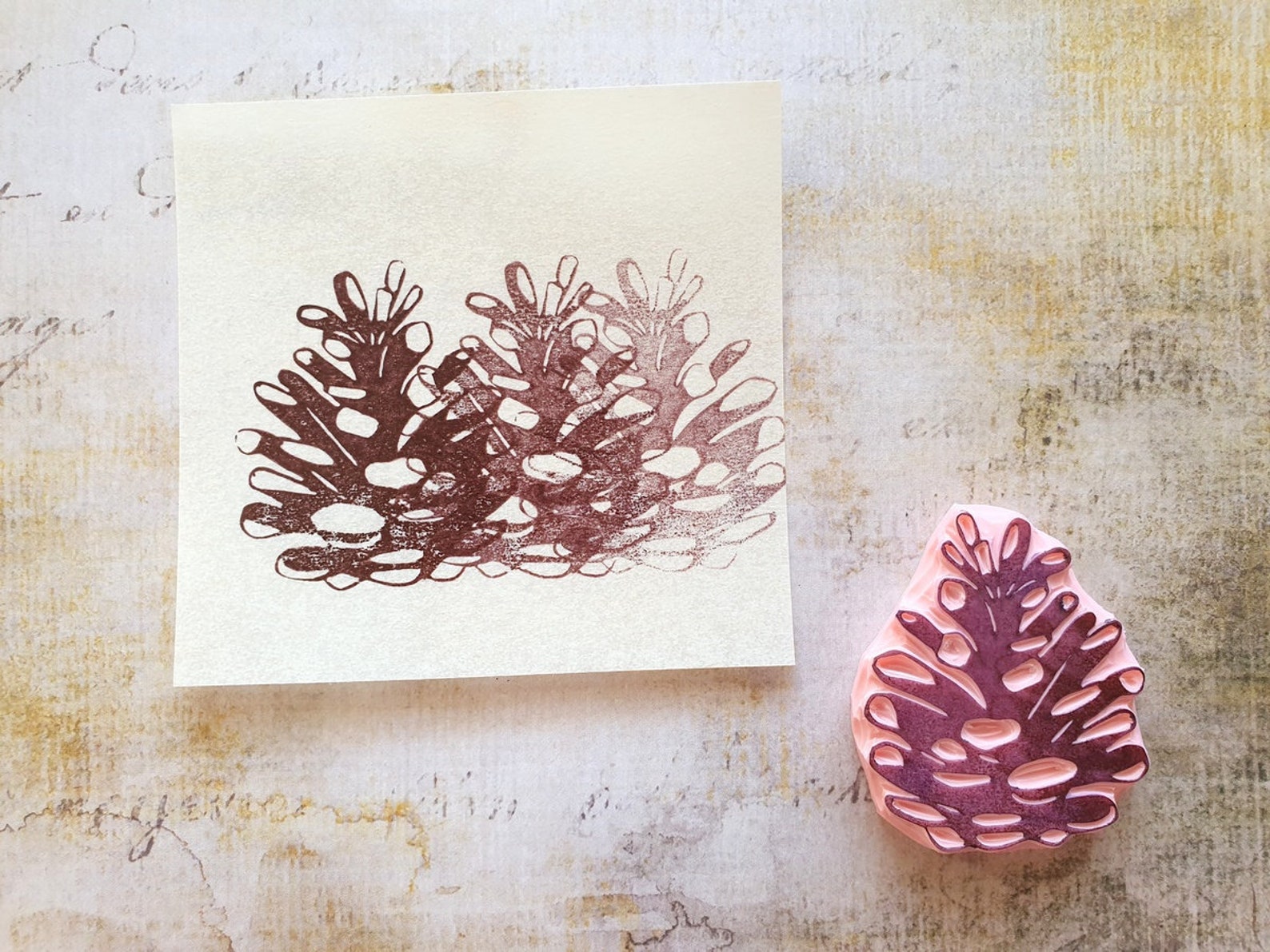 Oak Cone Rubber Stamp for Daily Journal, Autumn Scrapbooking Stamp ...