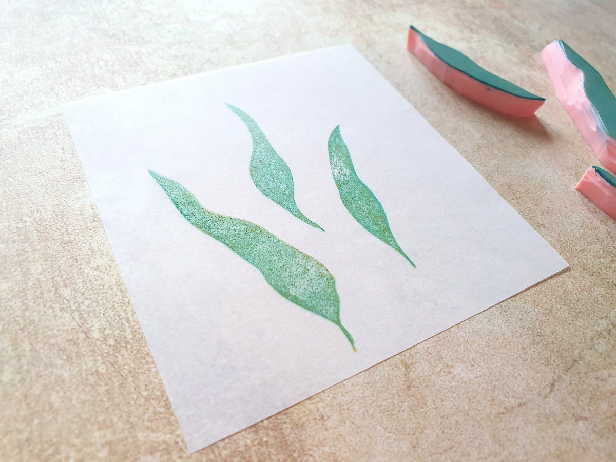 Leafs rubber stamp set of 3 leaves stamps for scrapbooking | Etsy