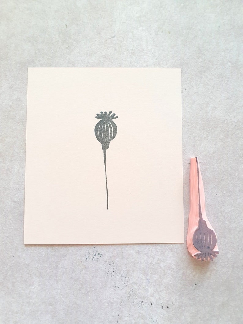 Poppy Seed Rubber Stamp for Rustic Journal Wild Flower Stamp - Etsy