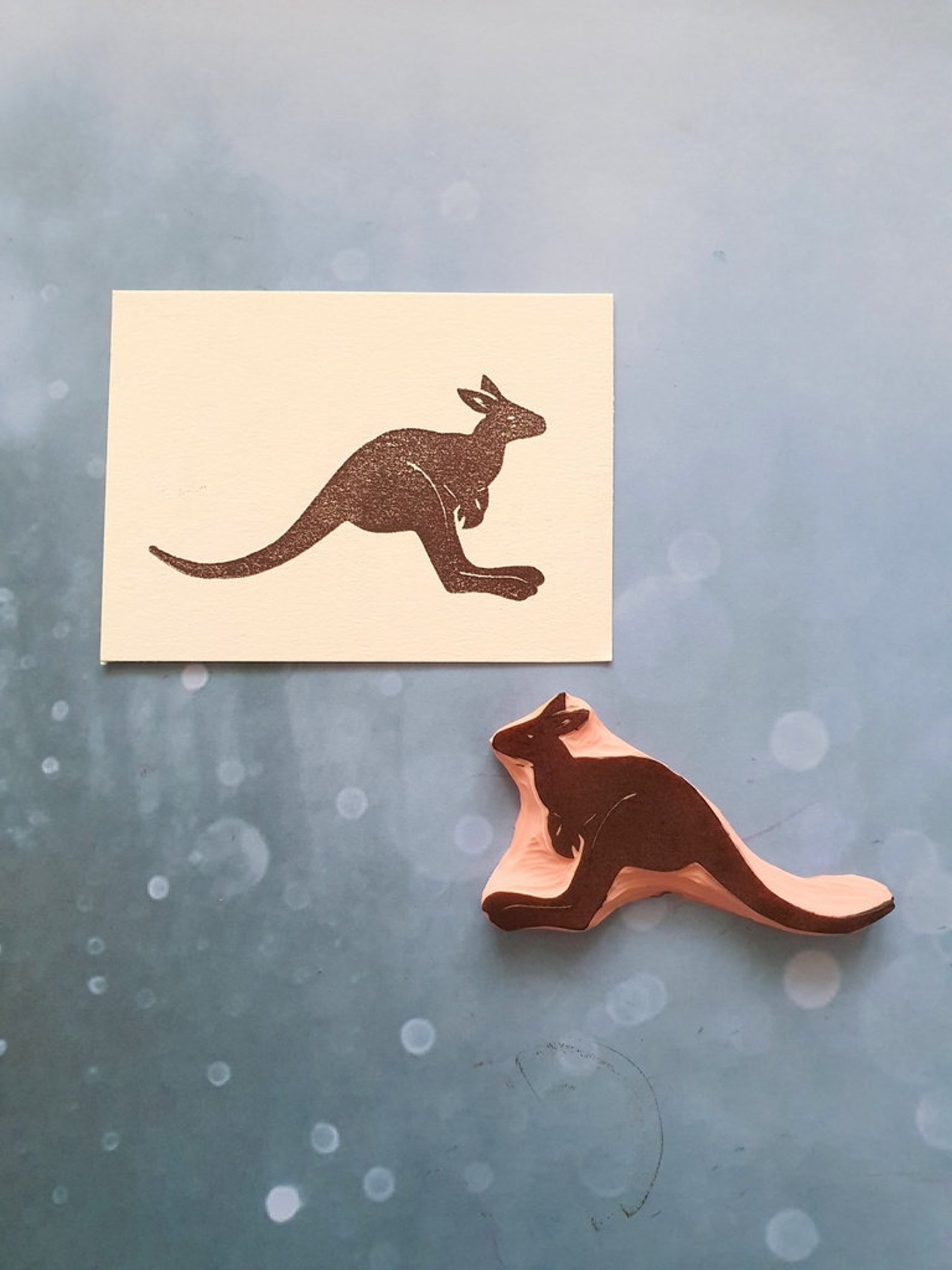 Kangaroo Rubber Stamp for Travelers Journal, Australian Animal Stamp ...